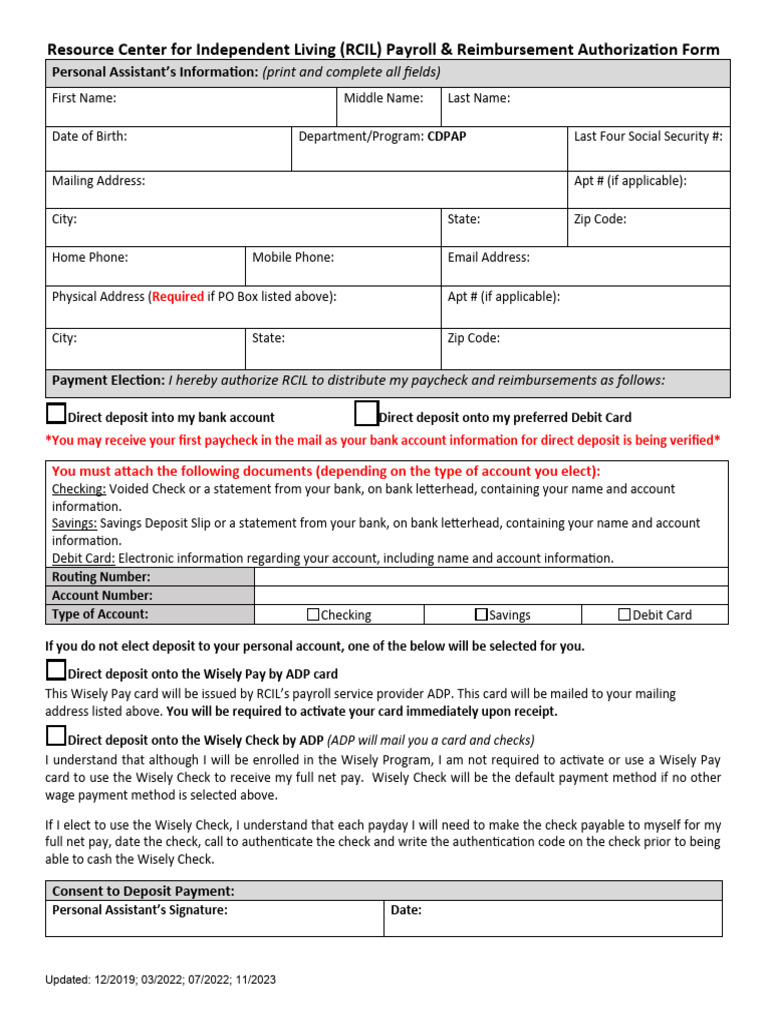 Payroll Reimbursement Authorization Form | PDF | Cheque | Paycheck