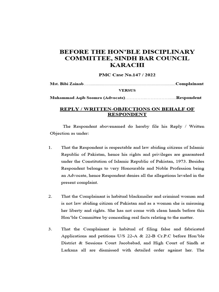 Objection PMC 147-2022 | PDF | Complaint | Common Law