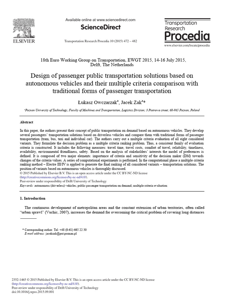 Autonomous Vehicles in Urban Transit | PDF | Transport | Public Transport