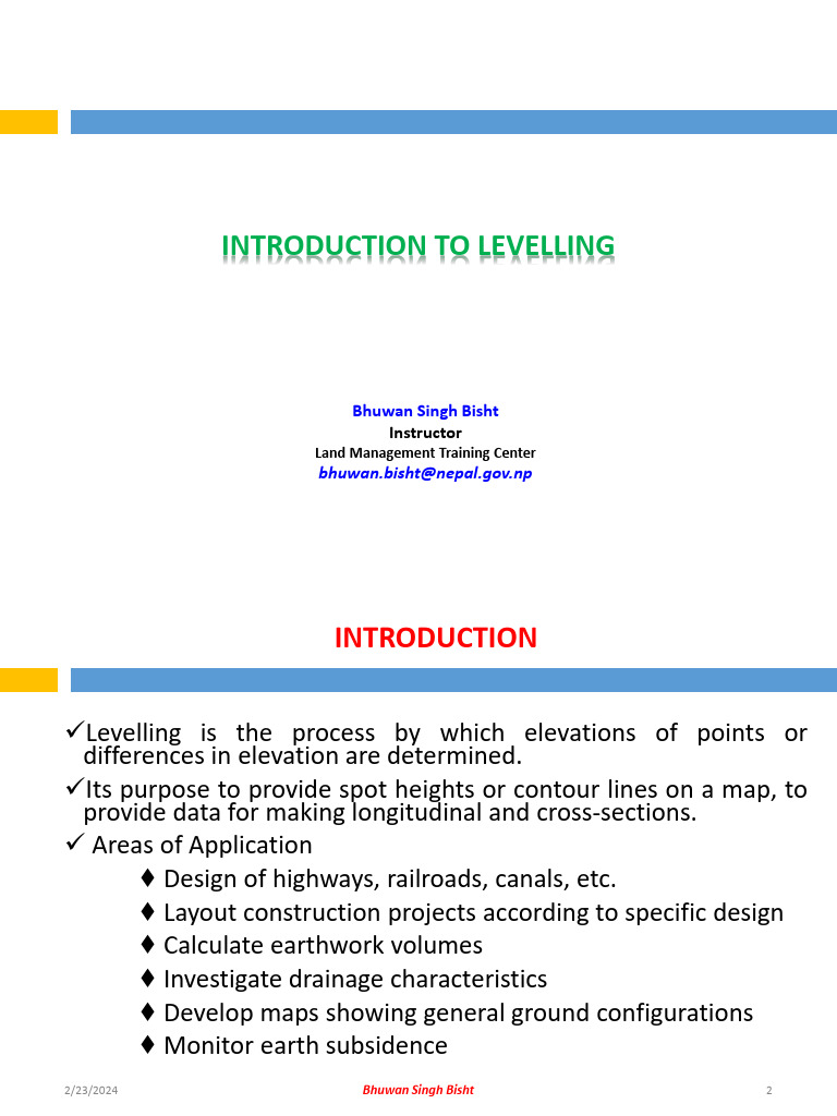 Introduction To Levelling | PDF | Sea Level | Probability And Statistics