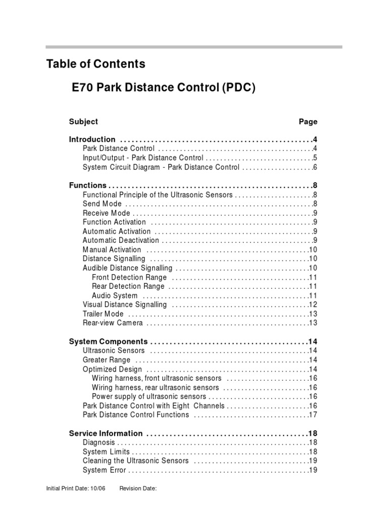 E70 Park Distance Control Overview | PDF | Ultrasound | Loudspeaker