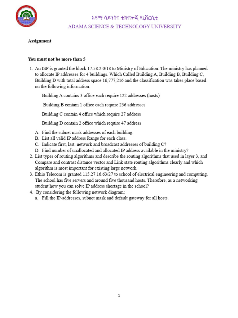 Assignment | PDF | Ip Address | Computer Network