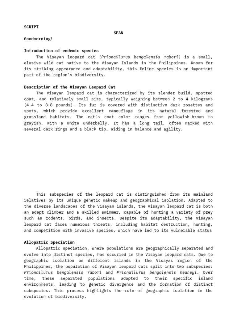 Script 1 | PDF | Predation | Leopard