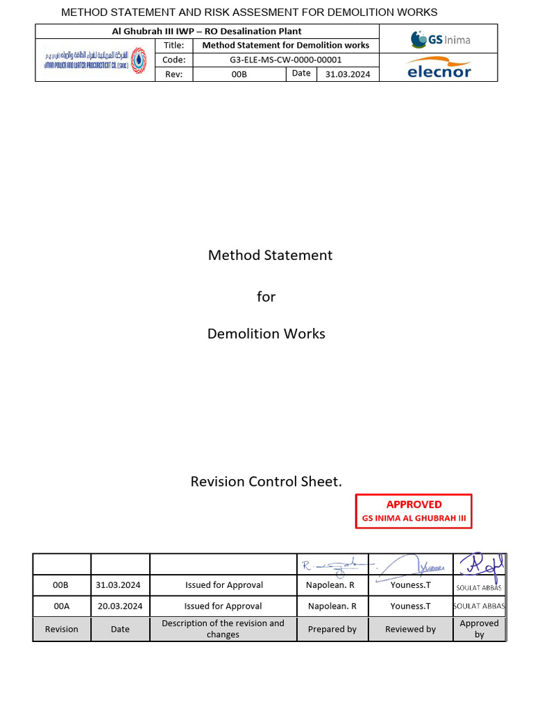 Method statement and Risk Assesment for demolition | Download Free PDF ...