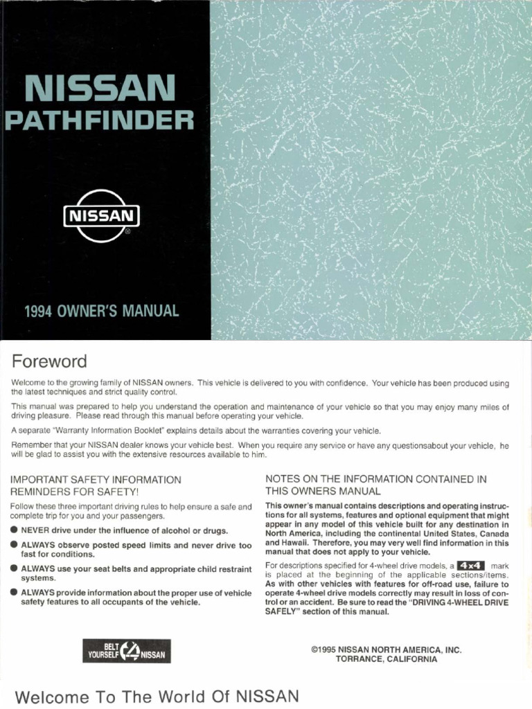 1994 Nissan Pathfinder Manual En | PDF