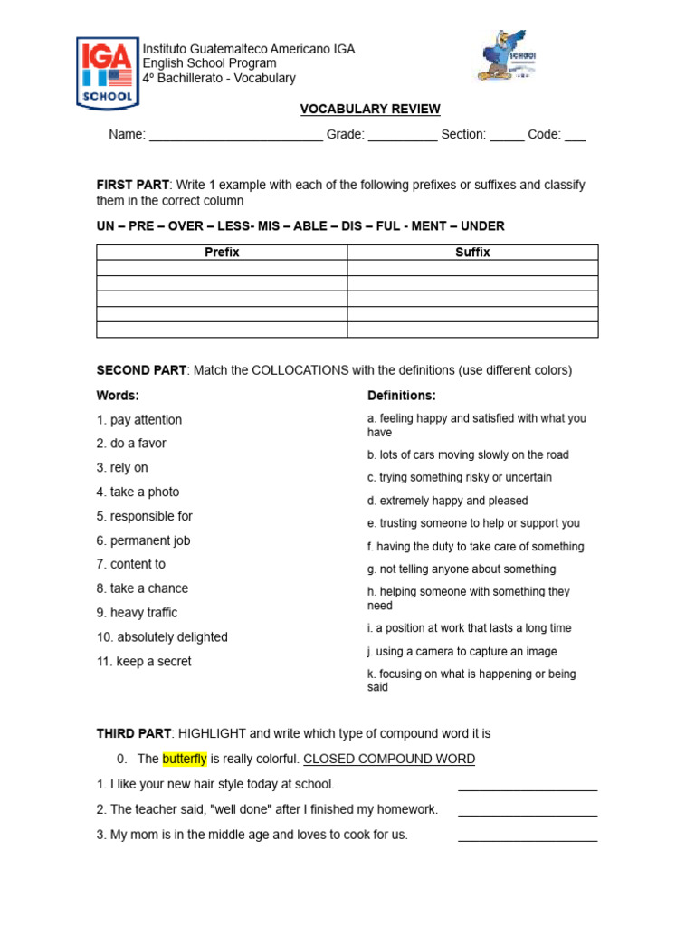 Vocabulary Review | PDF | Linguistics | Languages