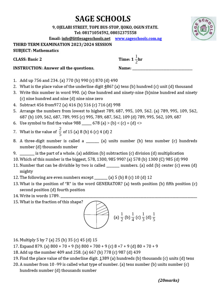 Ms Dehinsilu First Term 23-24 | PDF | Numbers | Mathematical Objects