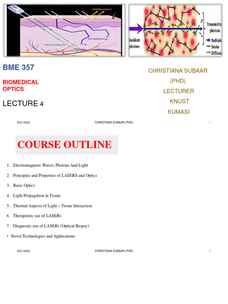 Biomedical Optics Lecture Notes | PDF | Reflection (Physics) | Scattering