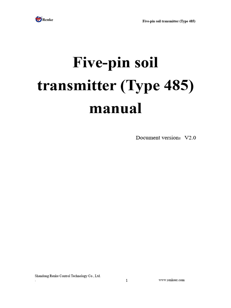 Five-Pin Soil Transmitter (Type 485) | PDF | Soil | Byte