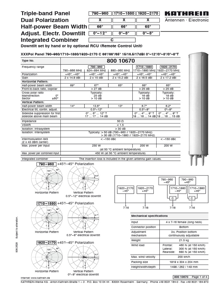 Triple-Band Panel Antenna Specifications | PDF | Antenna (Radio) | Decibel