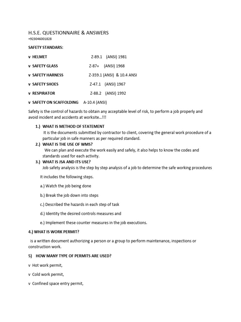 Hse Interview Questions +answers | PDF | Fires | Combustion