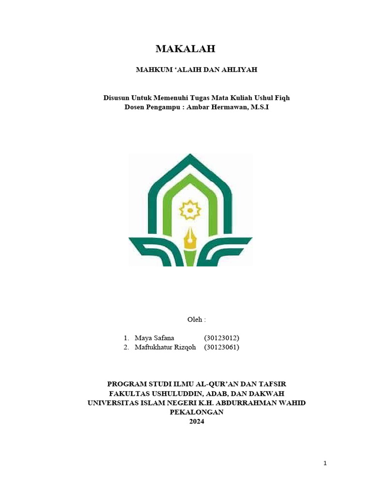 Mahkum 'Alaih Dan Ahliyah | PDF