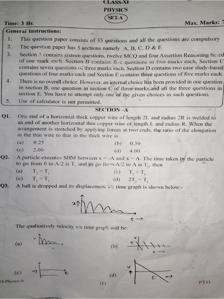 11th Physics Sample Paper | PDF