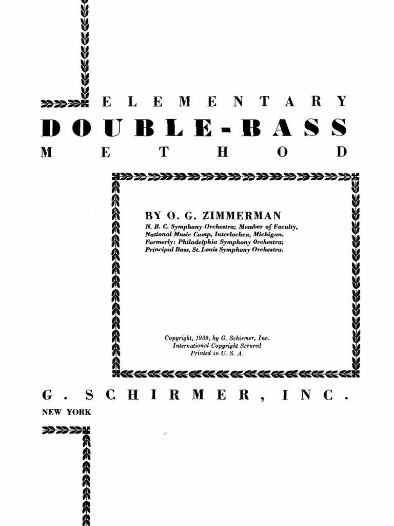 Elementary Double Bass Method | PDF