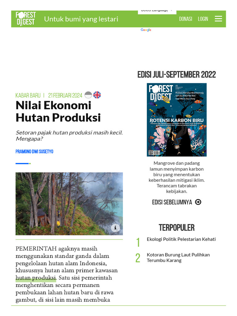Nilai Ekonomi Hutan Produksi | PDF