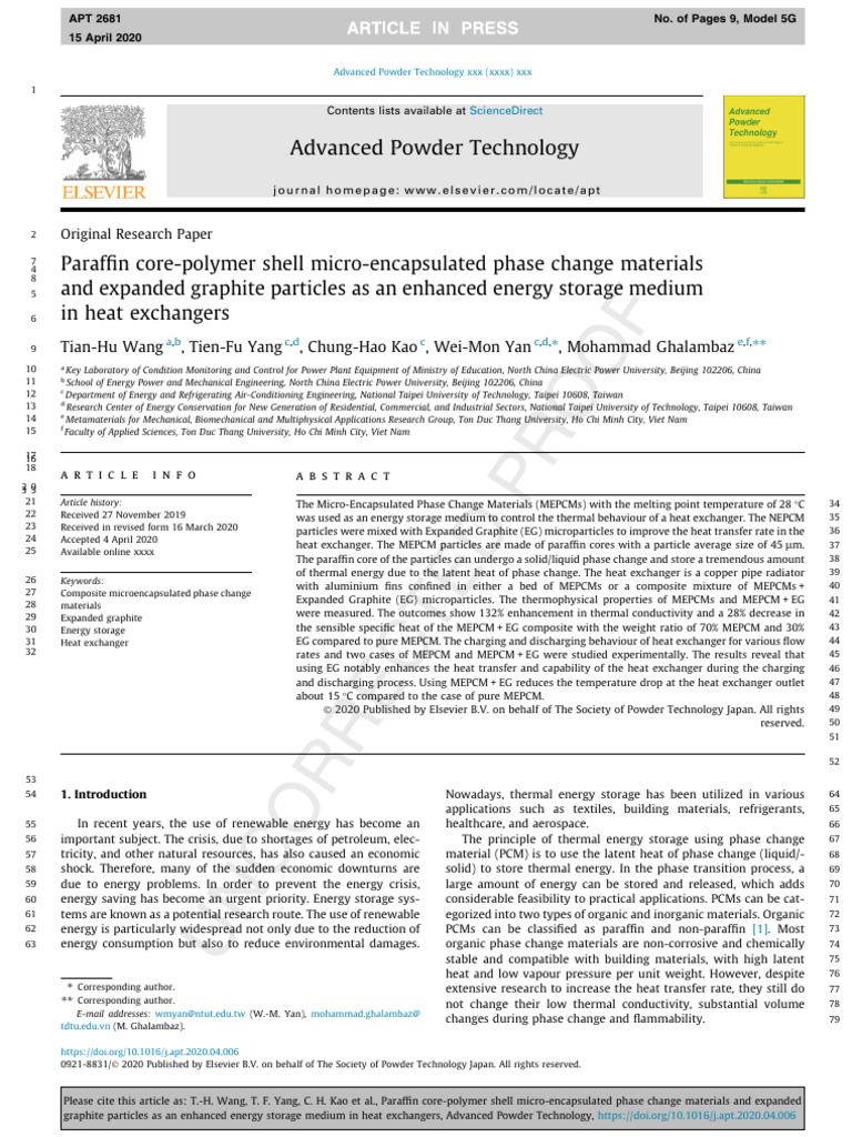 Advanced Powder Technology: Original Research Paper | PDF | Heat Transfer | Heat Exchanger