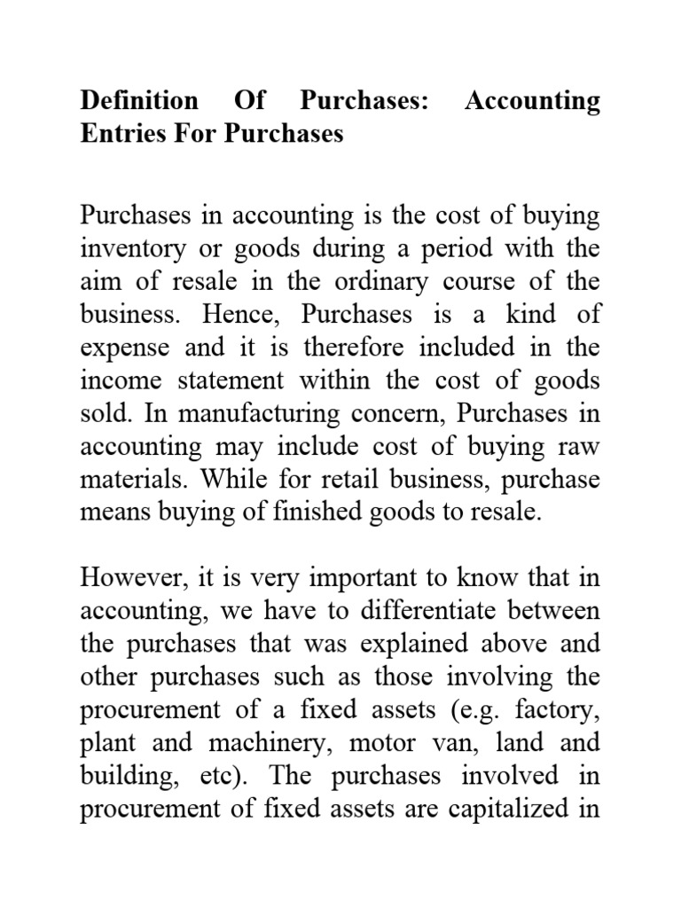 Definition of Purchases | Download Free PDF | Debits And Credits | Receipt