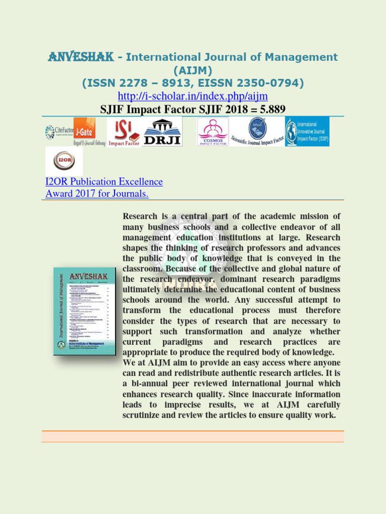 ANVESHAK Call For Papers July 2019 Issue | PDF | Academic Publishing | Academic Journal