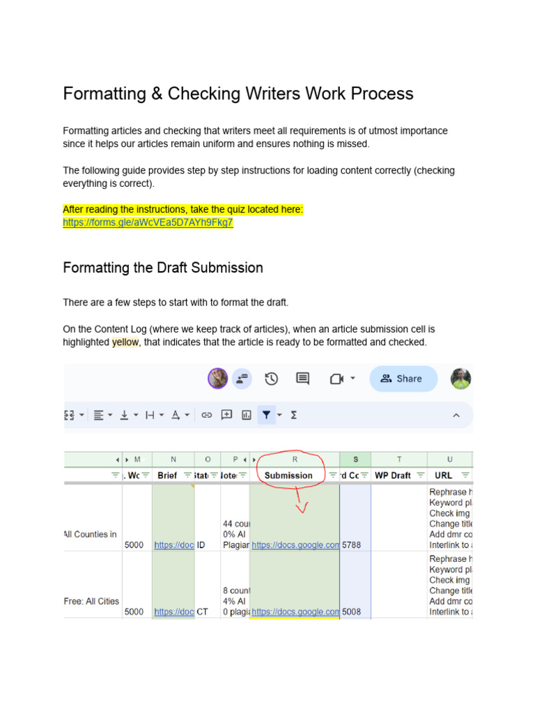 Formatting & Checking Writers Work Process | PDF | Faq | Appeal