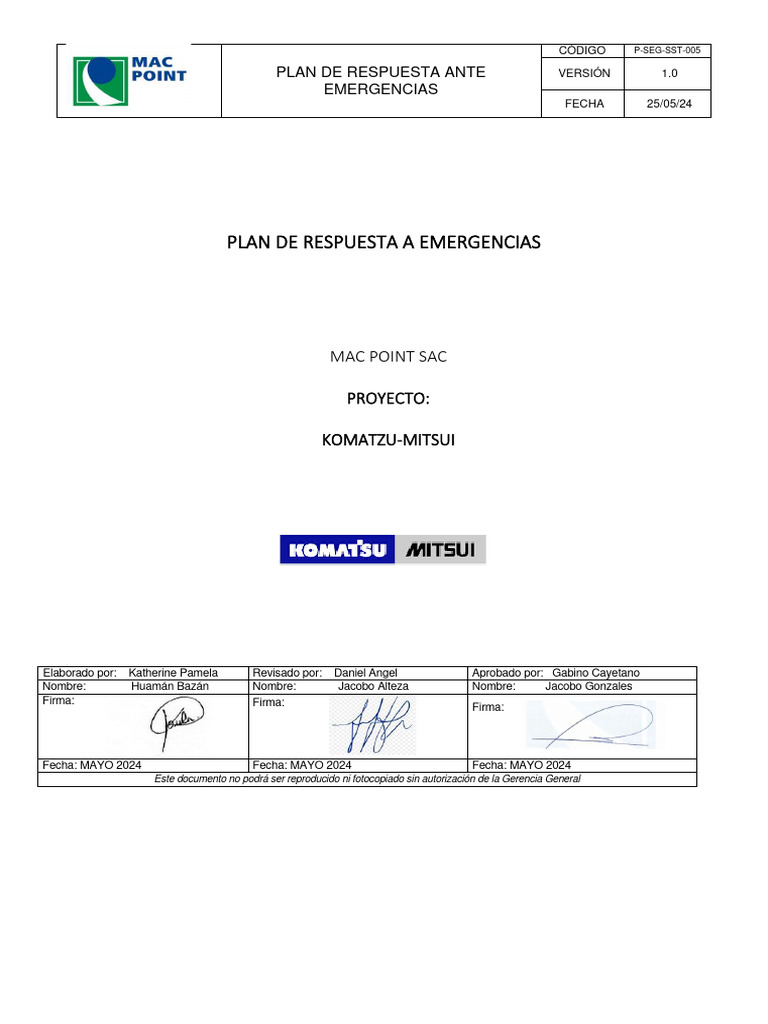 Plan de Respuesta a Emergencias | PDF | Primeros auxilios | Herida