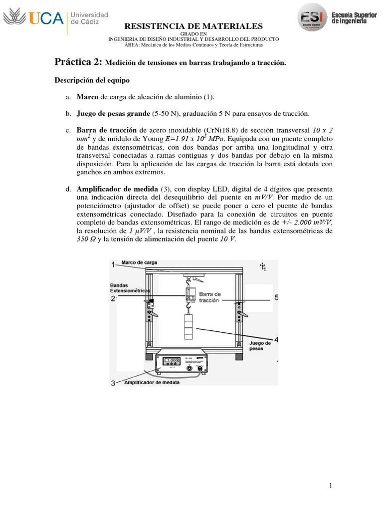 Laboratorio - Practica 2 - Tracción | PDF | Estrés (Mecánica) | Resistencia Eléctrica y Conductancia