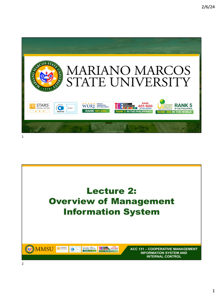 2,3. Lecture 2.1 and 3 | PDF | Management Information System | Information