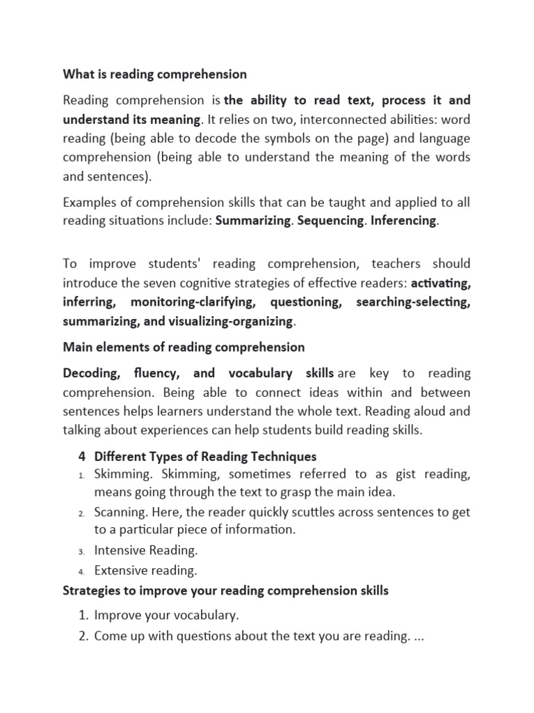 Reading Skills for Teachers | PDF | Reading Comprehension | Vocabulary