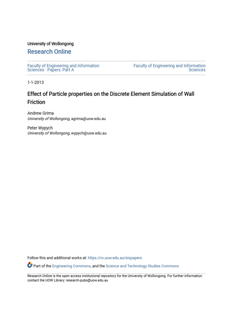 A GRIMA Effect of Particle Properties on the Discrete Element Simulation | Download Free PDF ...
