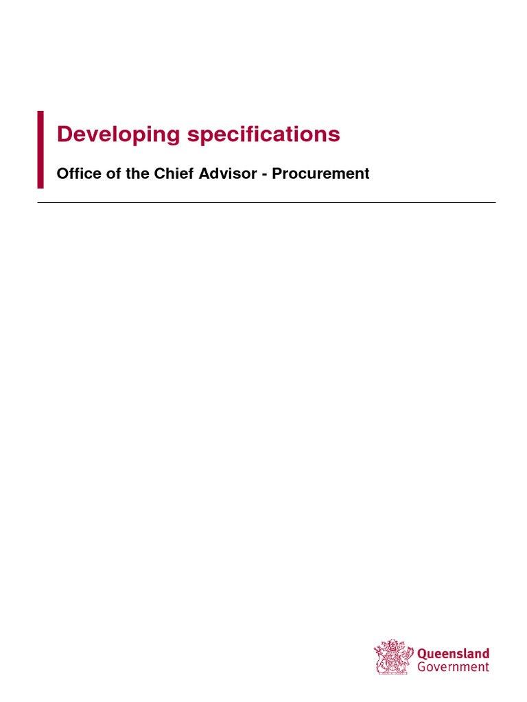 Developing Specifications: Office of The Chief Advisor - Procurement | PDF | Specification ...