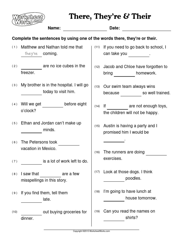 WorksheetWorks There Theyre Their 1 | PDF