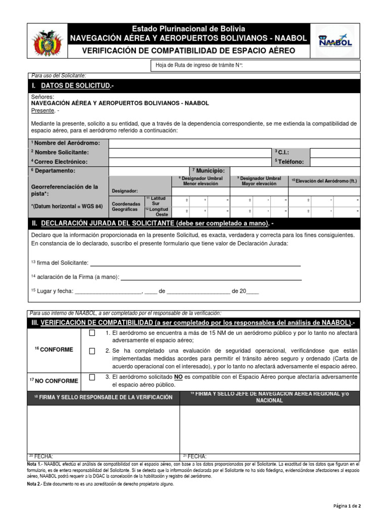 Verificación de Espacio Aéreo NAABOL | PDF