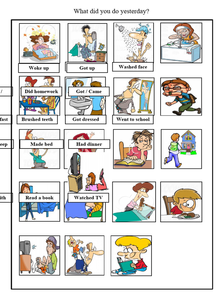 what-did-you-do-yesterday-classroom-posters-flashcards-grammar-drills ...