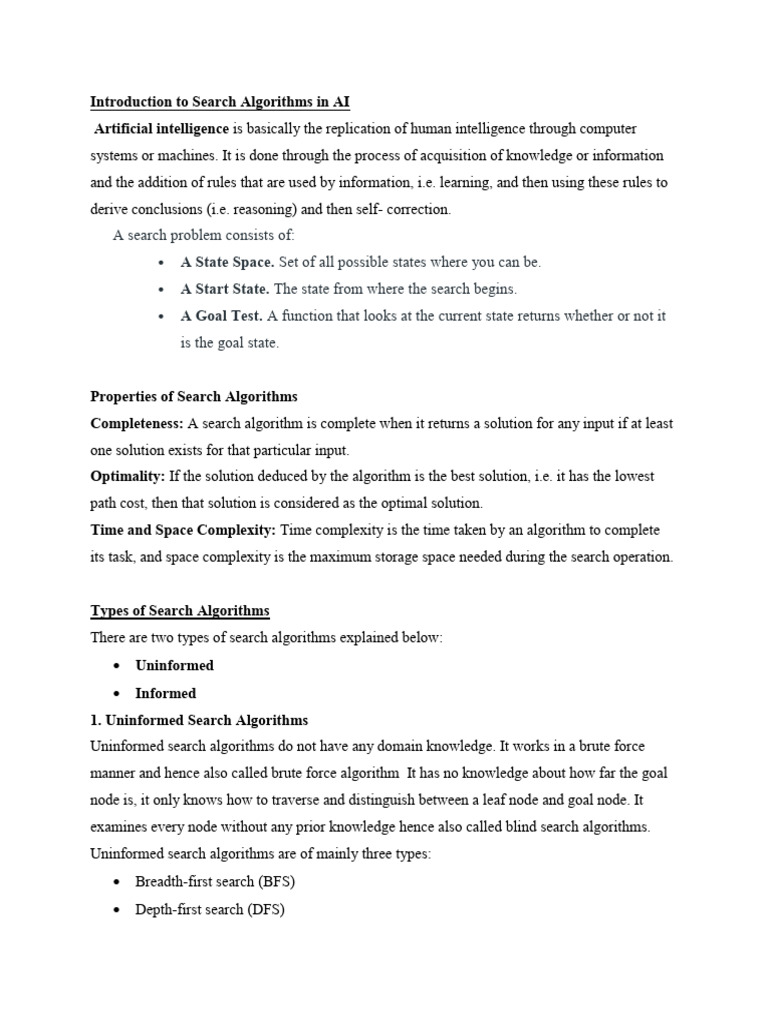 Topic 3 Search Algorithms in Ai | PDF | Computer Science | Combinatorics Topic 3 Search Algorithms in Ai | PDF | Computer Science | Combinatorics