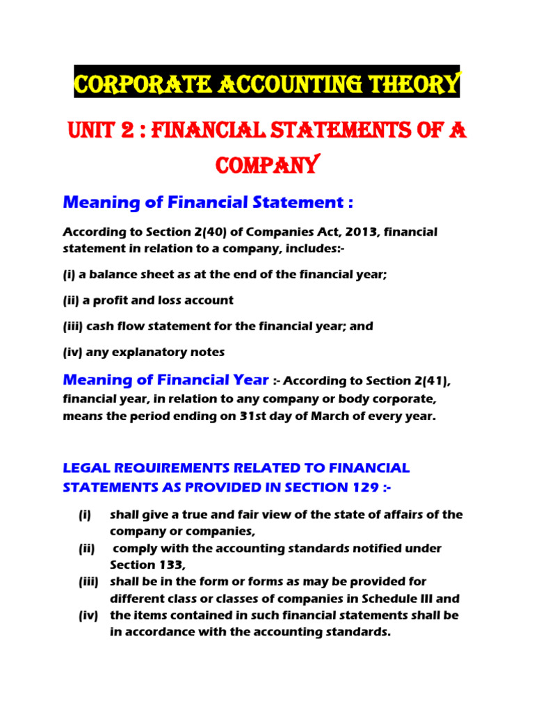 Corporate Accounting Theory Unit 2 | PDF