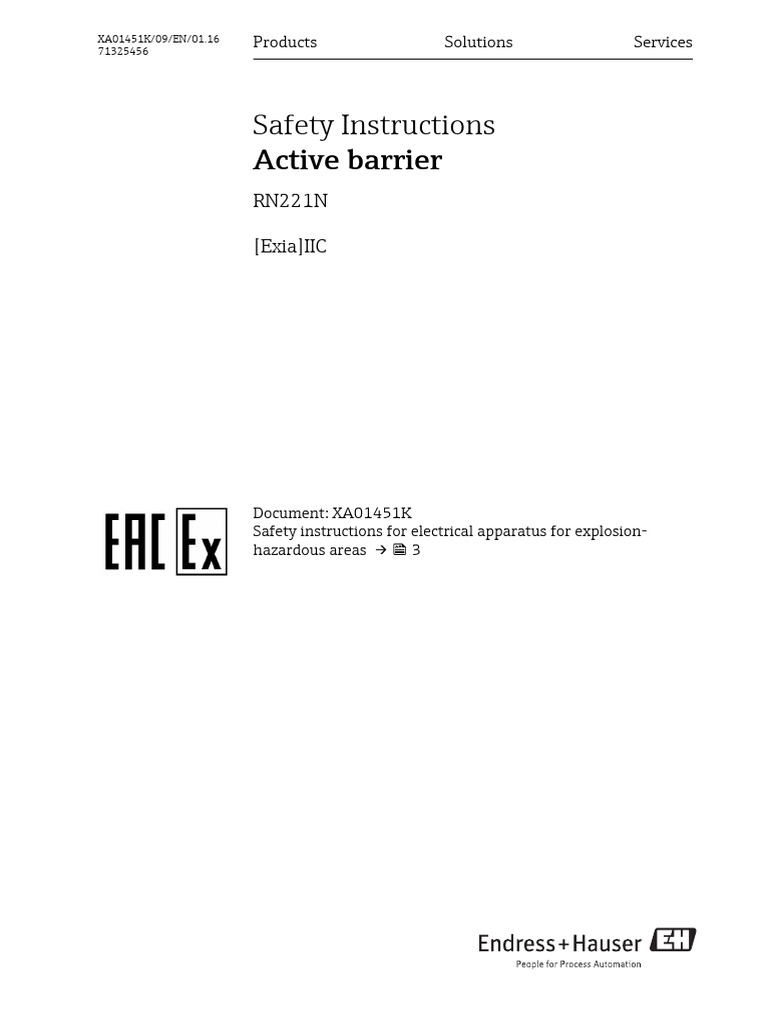 Active Barrier (Exia) IIC Safety Instructions | PDF | Electromagnetism ...