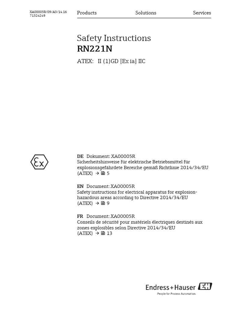 RN221N ATEX Safety Instructions | PDF