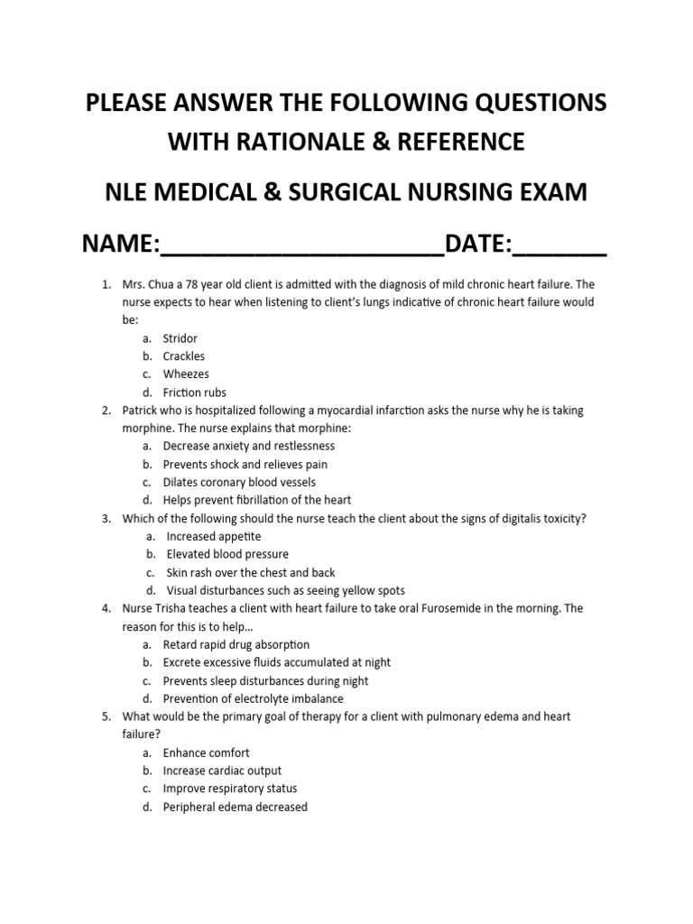 Nursing Exam Prep Questions | PDF | Heart | Heart Failure