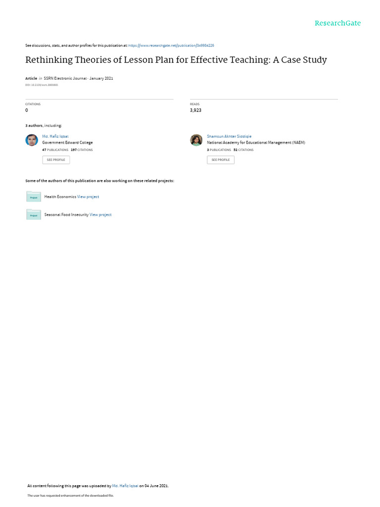 Rethinking Theories of Lesson Plan For Effective Teaching and Learning ...