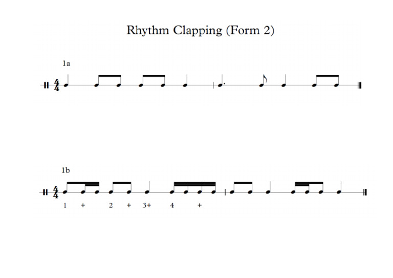 Rhythm Clapping - Form 2 (1a & B) Student | PDF