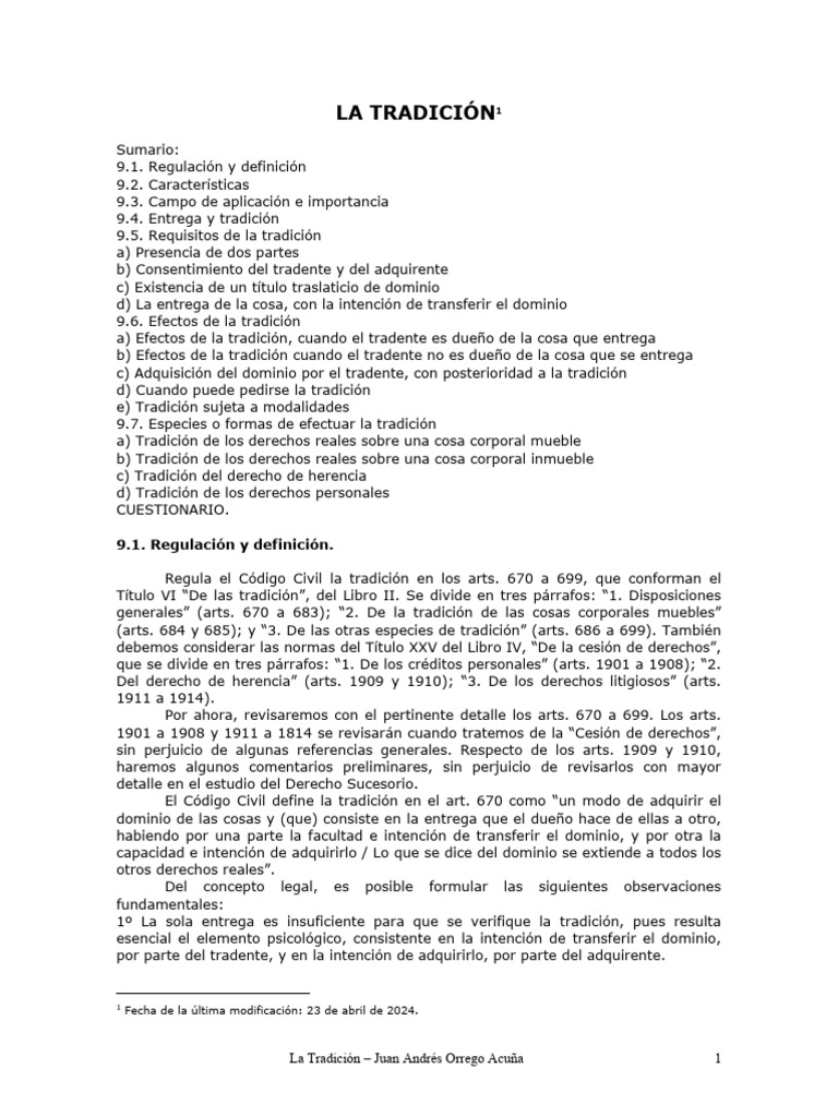 La Tradición | PDF | Propiedad | Posesión (Ley)