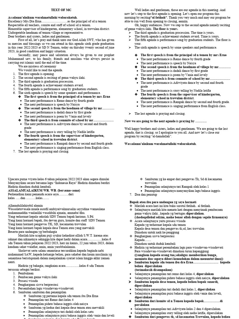 Contoh Text MC Purnawiyata | Download Free PDF | Quran | Islam