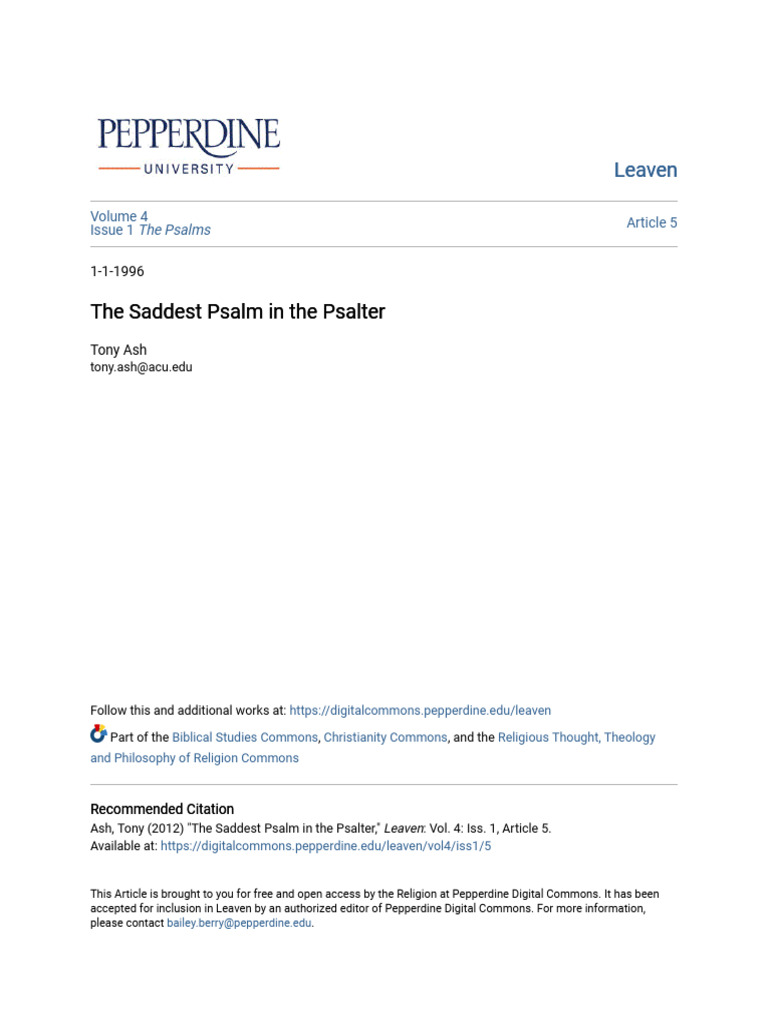 The Saddest Psalm in the Psalter | Download Free PDF | Psalms | Bible
