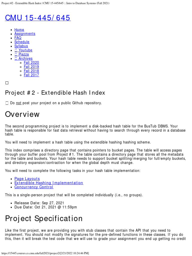 Project #2 - Extendible Hash Index After - 08 | PDF | Database Index | Computer File