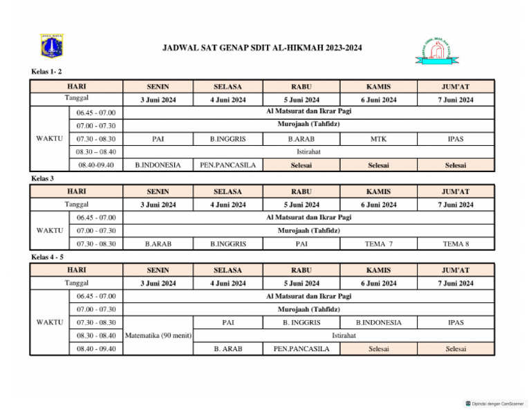 Jadwal Ujian SAT GENAP 2023-2024 | PDF