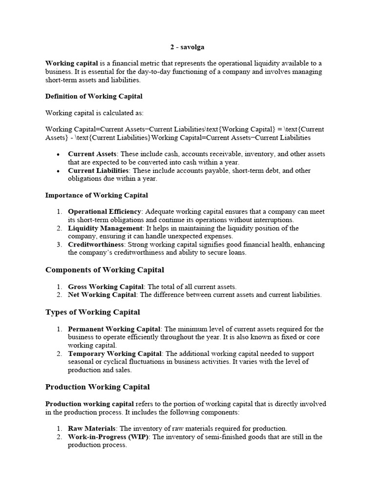 Understanding Working Capital Basics | PDF | Working Capital | Inventory