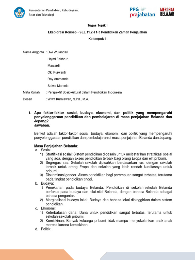 Tugas Topik I - Eksplorasi Konsep - Kelompok | PDF