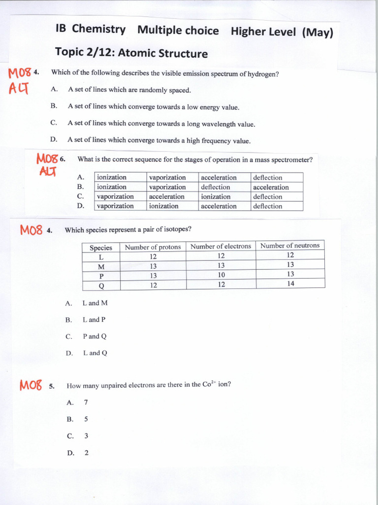 Atomic Structure MC | PDF