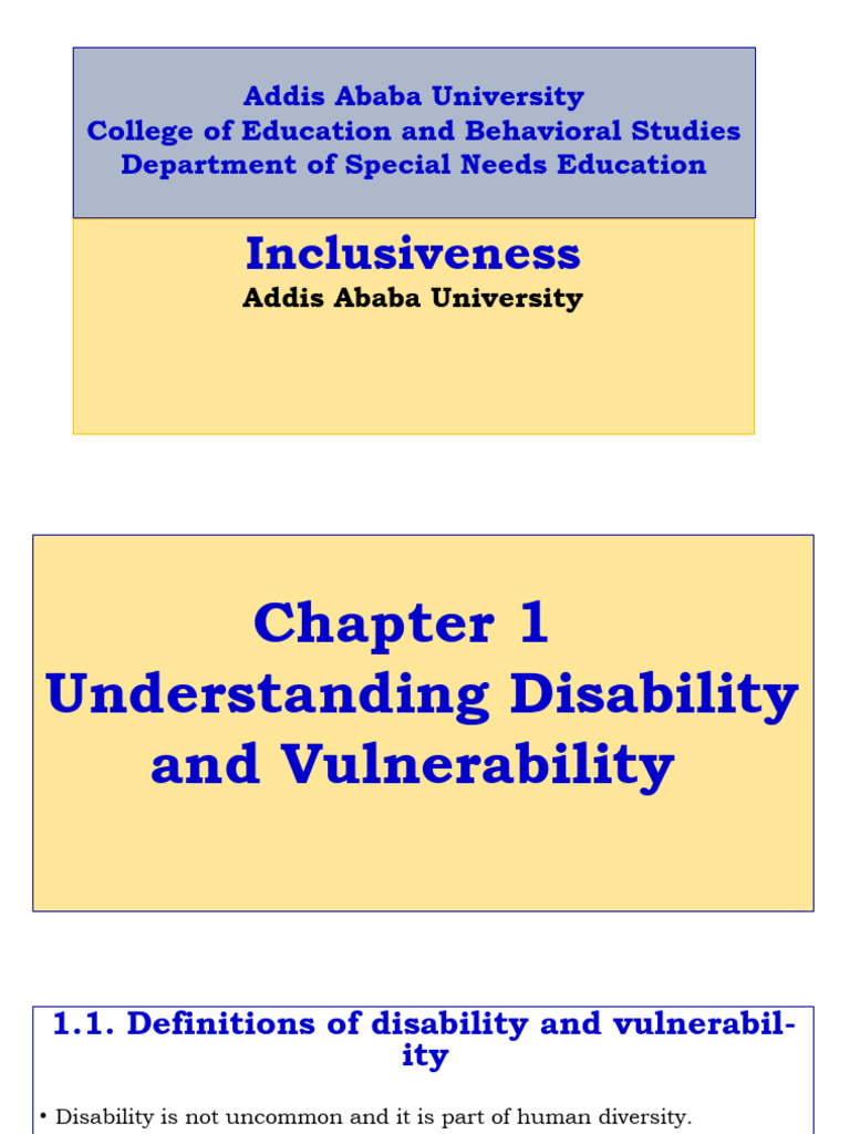 Chapter 1 Understanding Disability & Vulnerability FINAL | PDF | Disability | Vulnerability