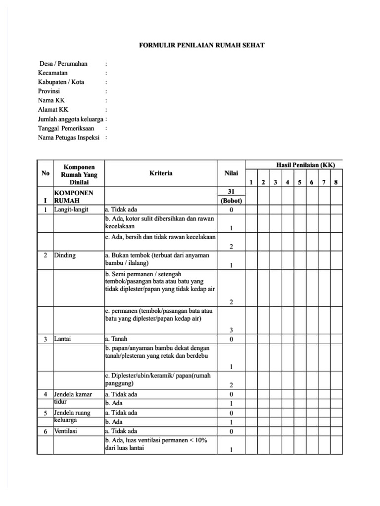 PDF Form Ikl Rumah Sehat | PDF