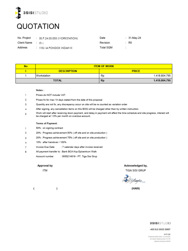 BOQ ITM WORKSTATION R0, 30 Mei 2024 | PDF
